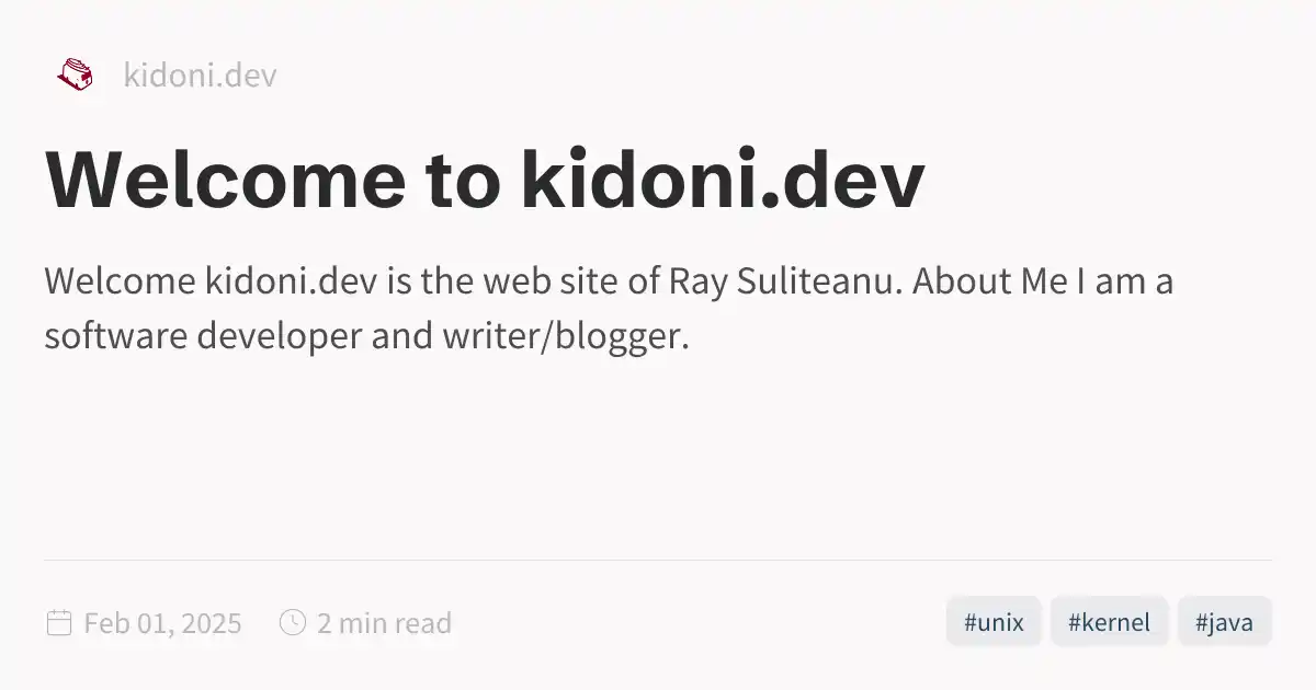Welcome to kidoni.dev